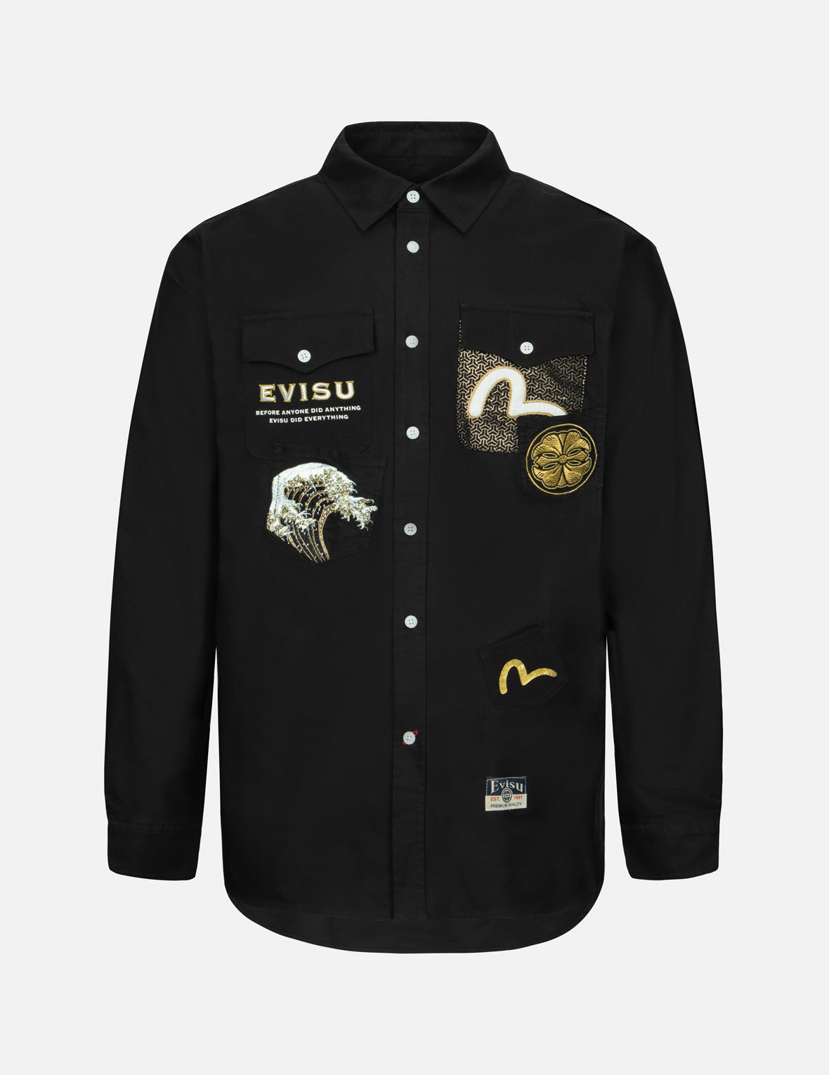 Multi-Pocket and Logo Patch Embroidered Relax Fit Shirt – EVISU