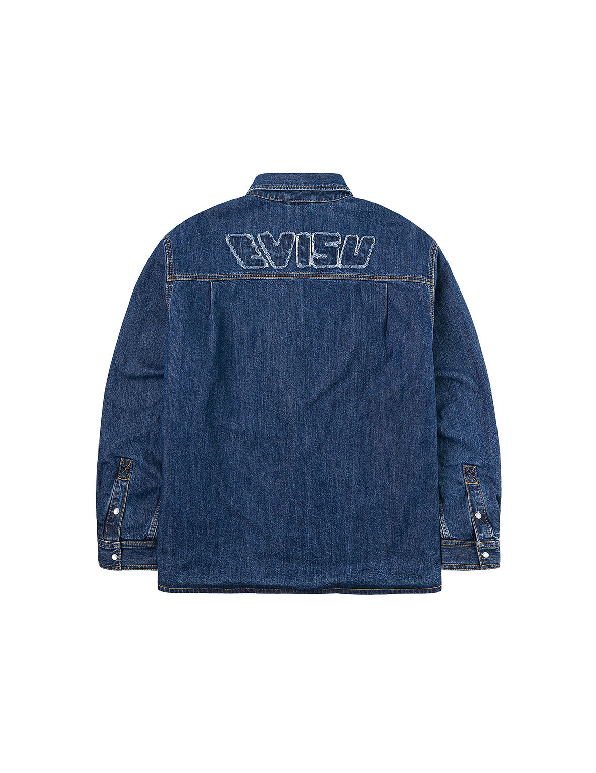 Distressed Logo Appliqué Embroidery Relax Fit Denim Shirt – EVISU