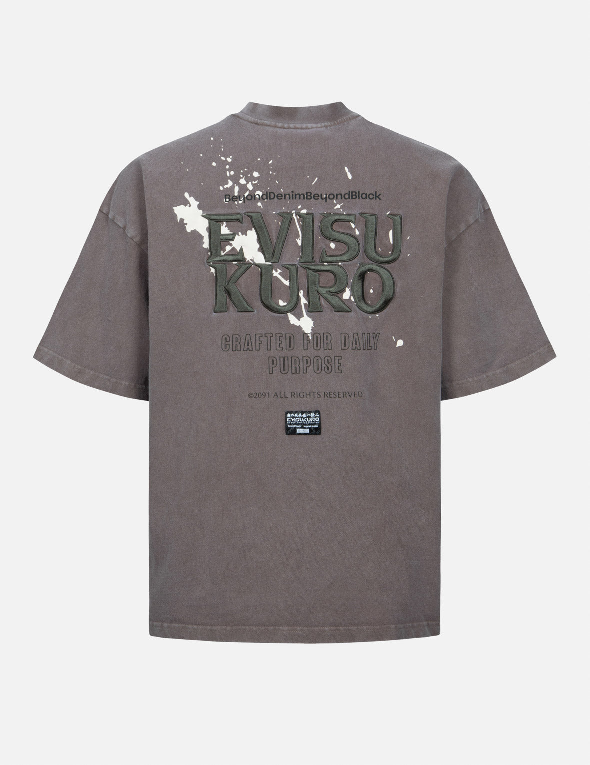 Seagull and Logo Embroidery Pigment Dyed Oversized T-shirt – EVISU